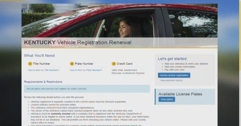 Kentucky starts online license plate renewal service | Local News ...