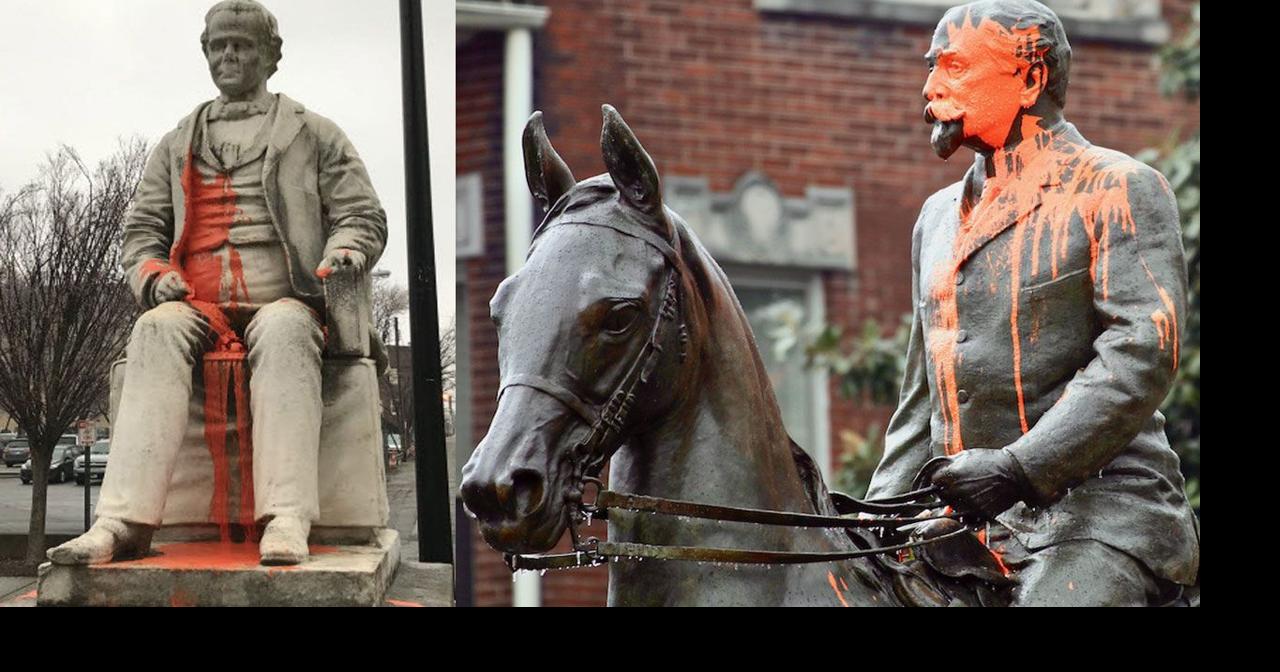 IMAGES | 2 historic statues vandalized before Public Art Advisory ...
