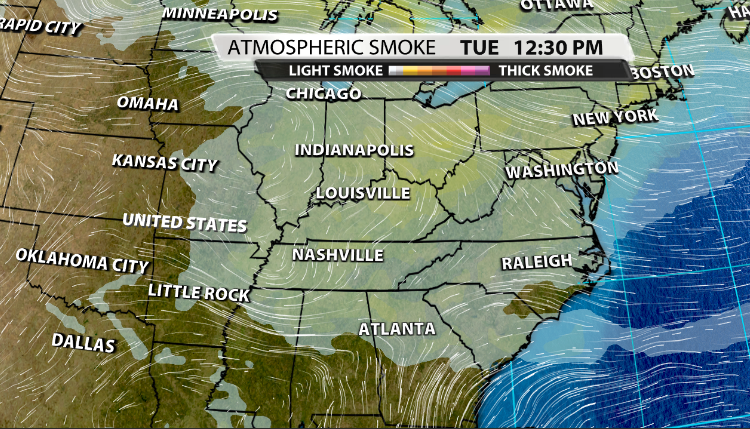 Western wildfire smoke provides a hazy day, but a fiery red sunset ...