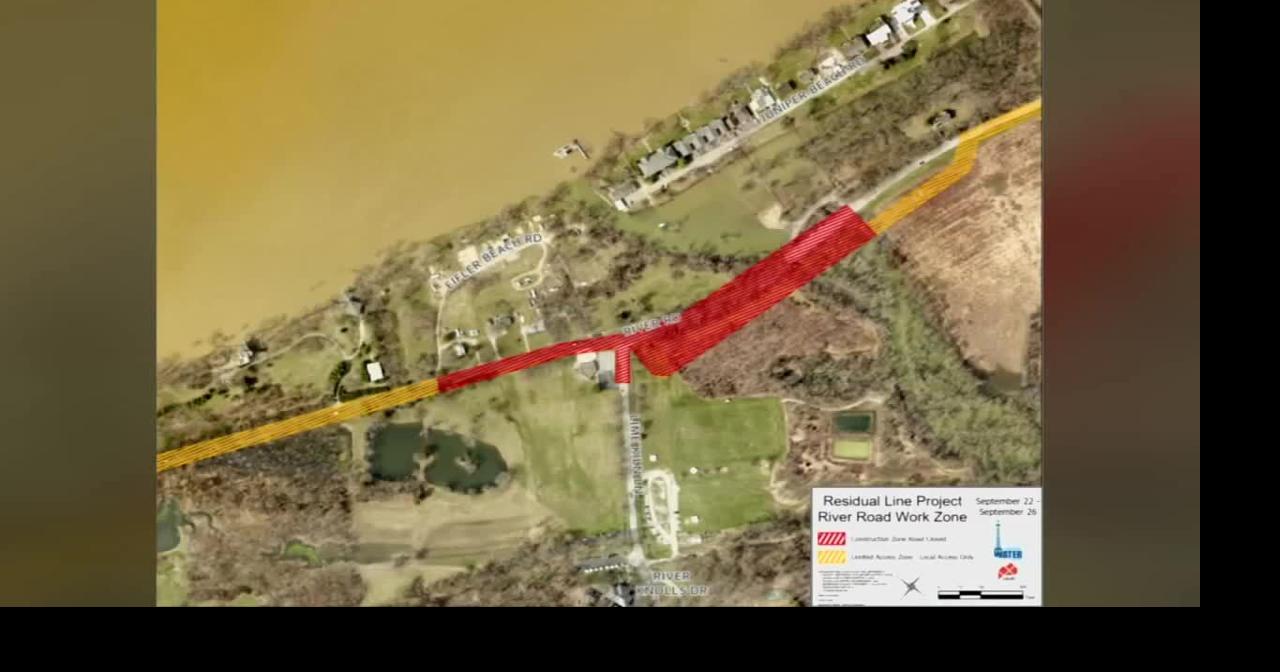 Part of River Road near Lime Kiln Lane closed for residual line project ...