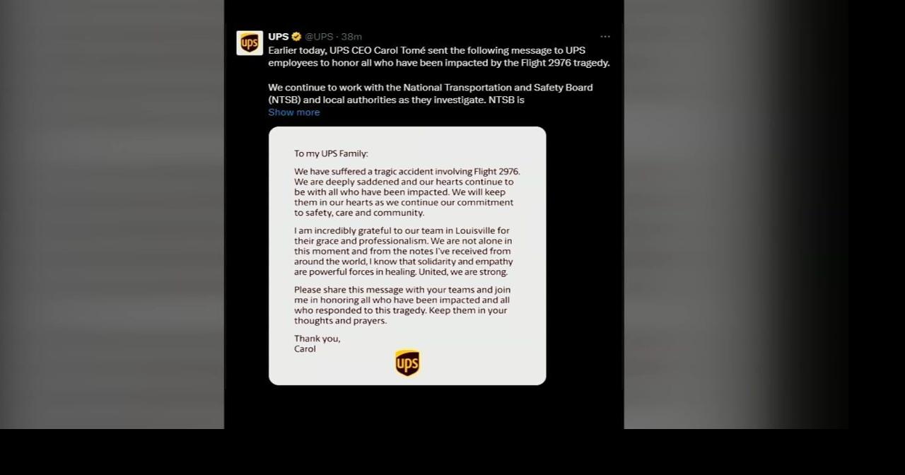 UPS CEO issues statement asking for payers for families of plane crash ...