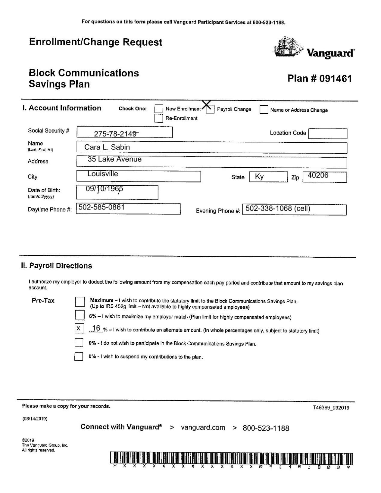 401k Enrollment Form CARA SABIN 06-06-2019.pdf | | wdrb.com