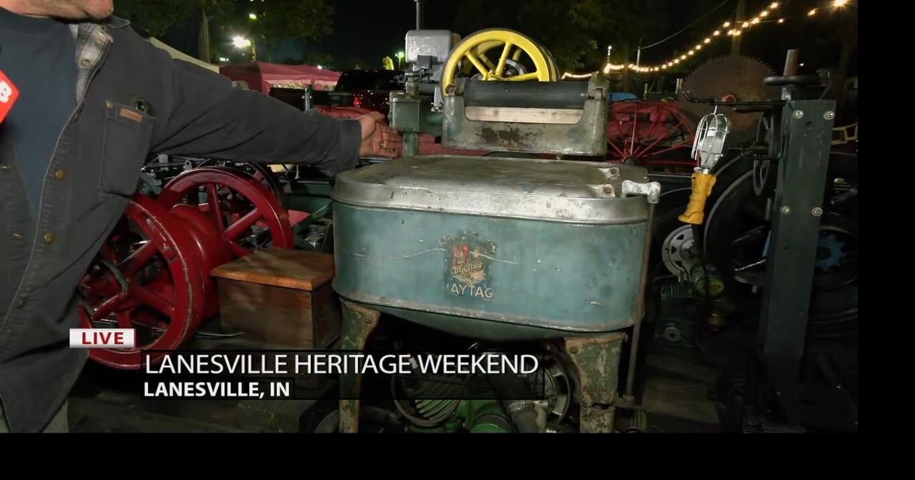 Keith Kaiser gets a look at a vintage washing machine | | wdrb.com