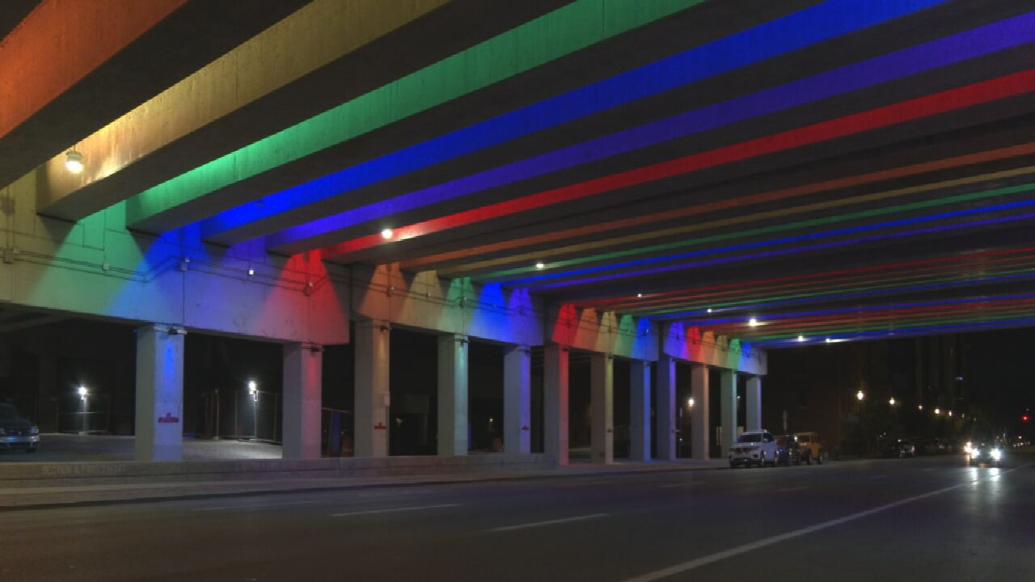 Louisville leaders unveil new color-changing LED underpass lighting ...