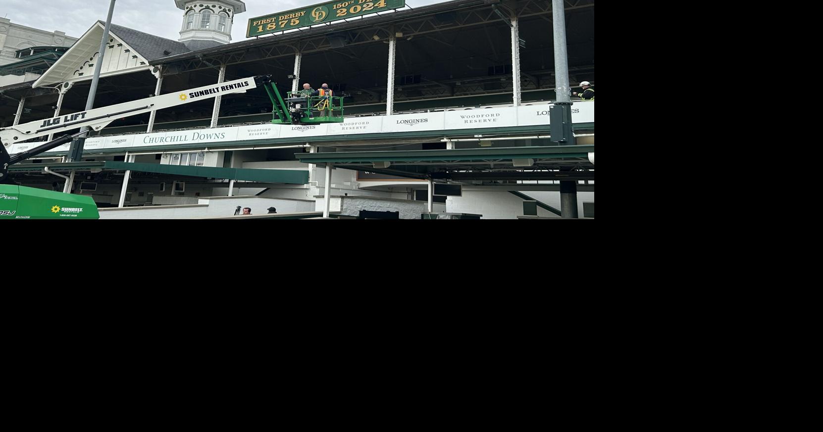 Churchill Downs changes grandstand sign to reflect 151st Kentucky Derby ...