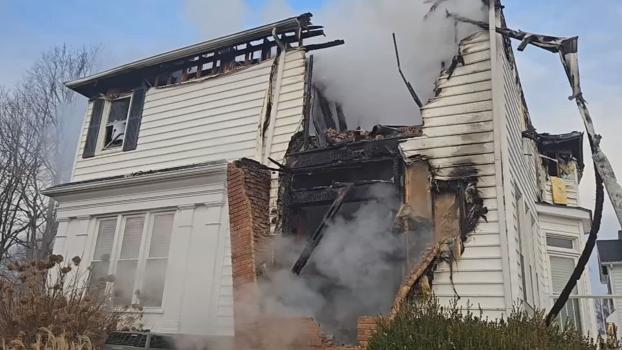 Firefighter taken to hospital after falling through floor during ...