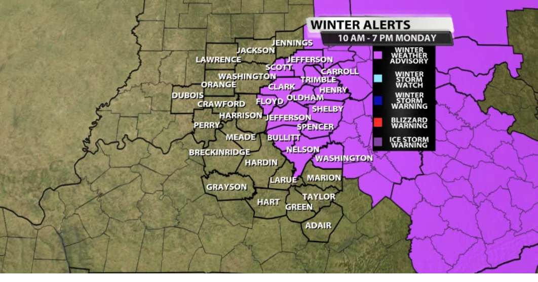 Winter Weather Advisory Issued for Monday | Weather Blog | wdrb.com