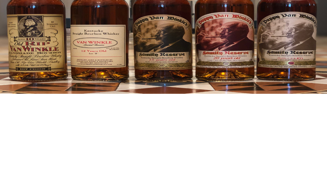 5-bottle flight of Pappy Van Winkle bourbon being raffled off for ...