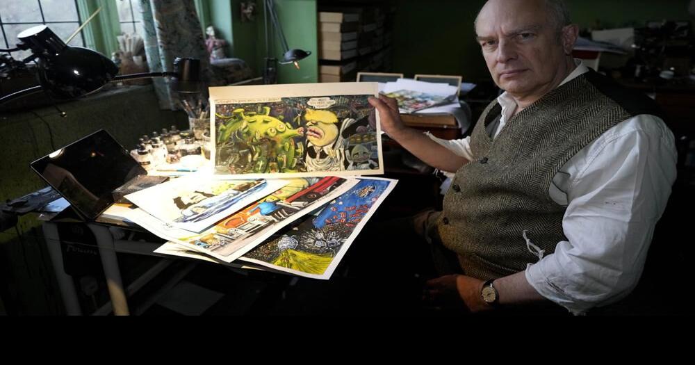Martin Rowson shows Britain's Prime Minister Boris Johnson cartoons as ...