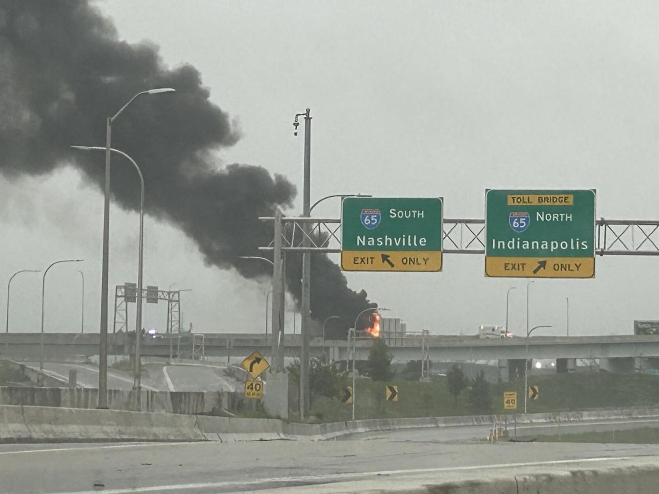 1 dead in fiery semi crash near Kennedy Bridge in Louisville | Local News | wdrb.com