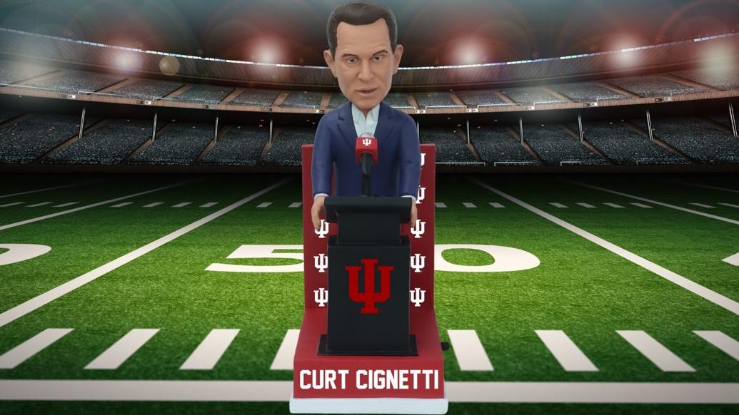 Indiana football coach Curt Cignetti gets first-ever bobblehead ...