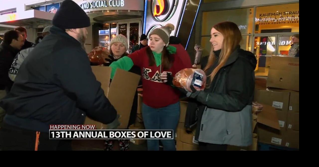 Boxes of Love volunteers putting together food boxes for families for Christmas | Wdrb-video ...