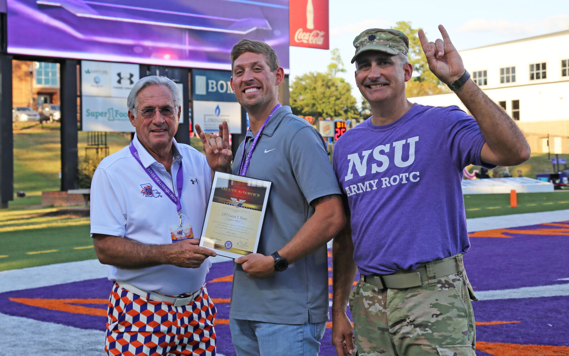 Captain Gavin Bazer honored as guest captain at NSU Homecoming game ...