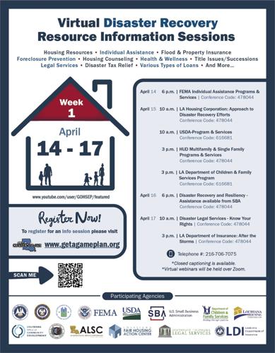 Virtual Disaster Recovery Sessions Being Wednesday, April 14, 2021 ...