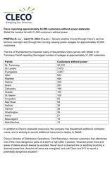 Cleco Outage Update | News | westcentralsbest.com