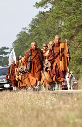 monks walking