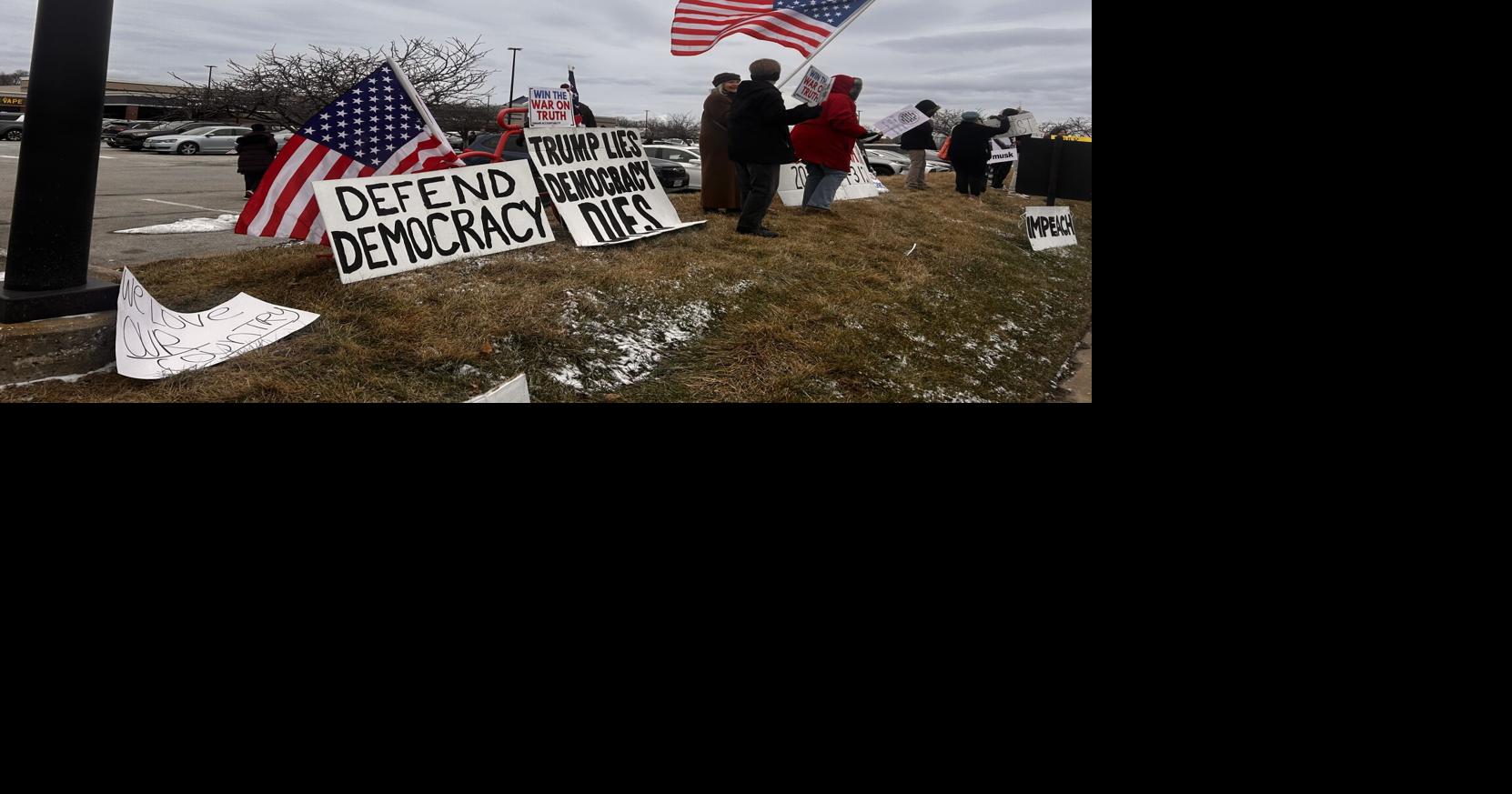 Protests against Trump Administration, Elon Musk in Chesterfield Valley ...
