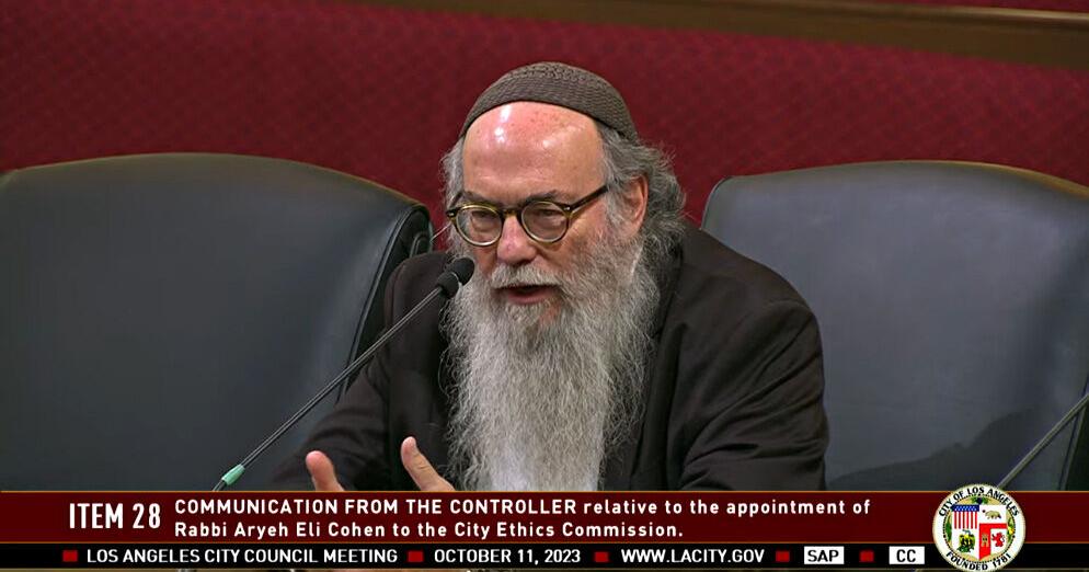Rabbi Aryeh Eli Cohen Confirmed for Five-Year Term on LA City Ethics ...
