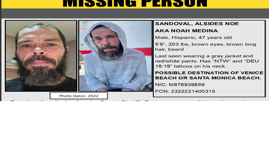LASD Searching For Missing LA Man Who May Be Headed for Venice | News ...