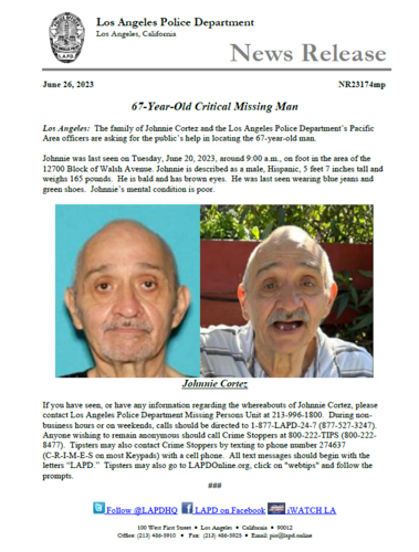 Police Seeking Public Help Finding Missing 65 Year Old News