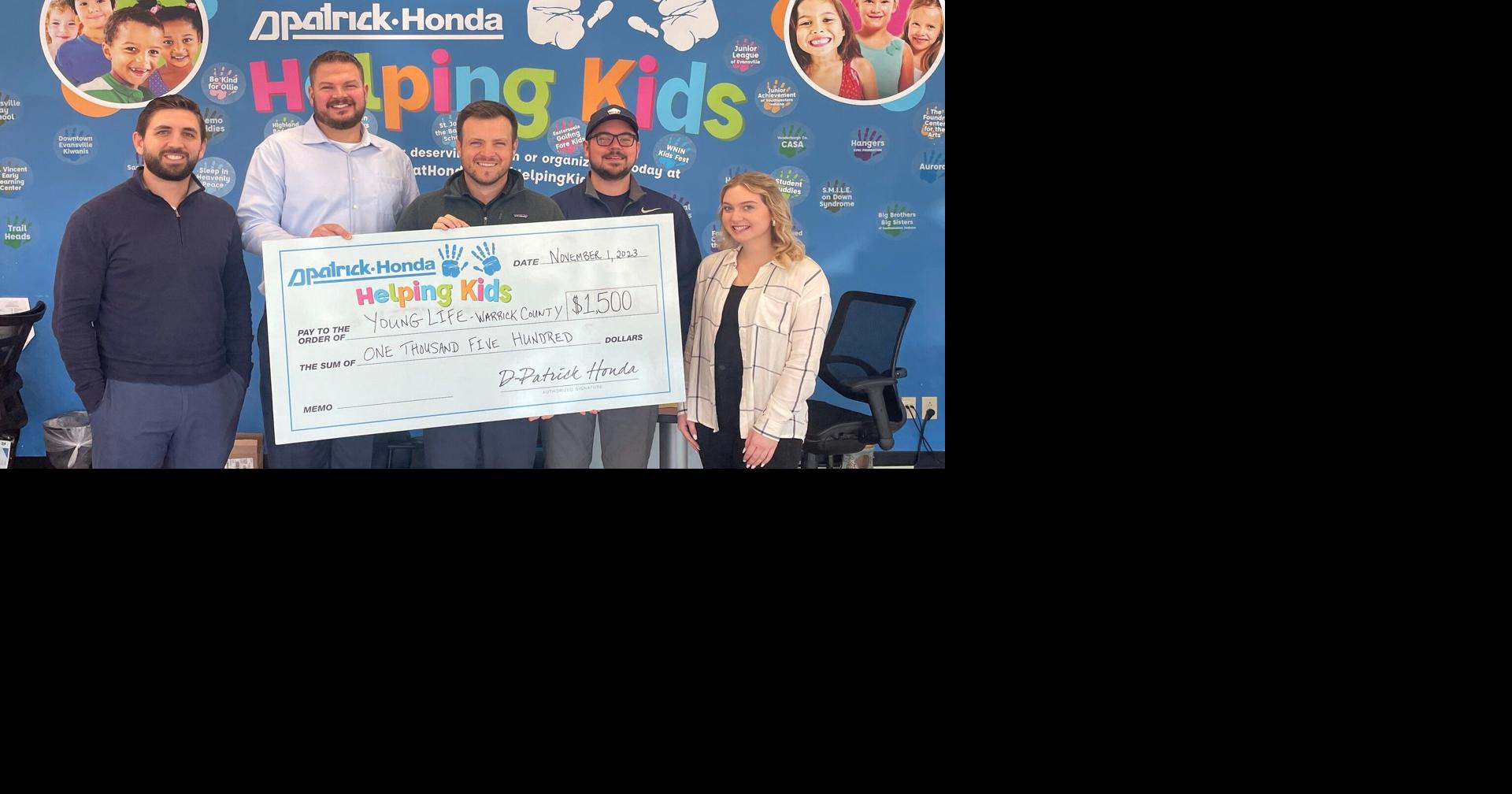 D-Patrick Honda presents check to Warrick County Young Life | News ...