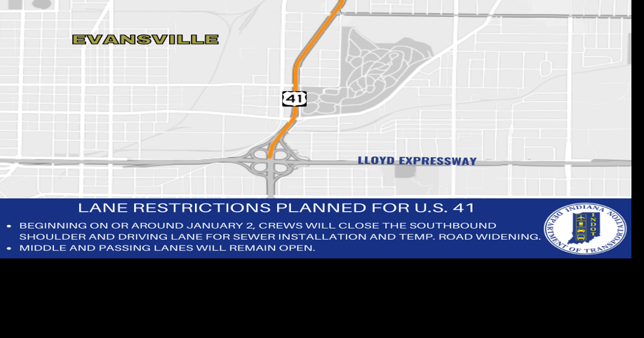 Lane restrictions coming to Highway 41 in Evansville | Indiana | wevv.com