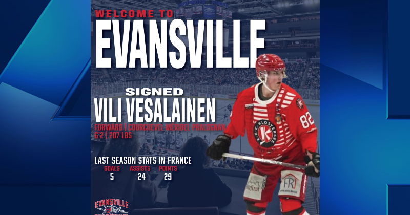 Evansville Thunderbolts sign Forward Vili Vesalainen | Sports | wevv.com