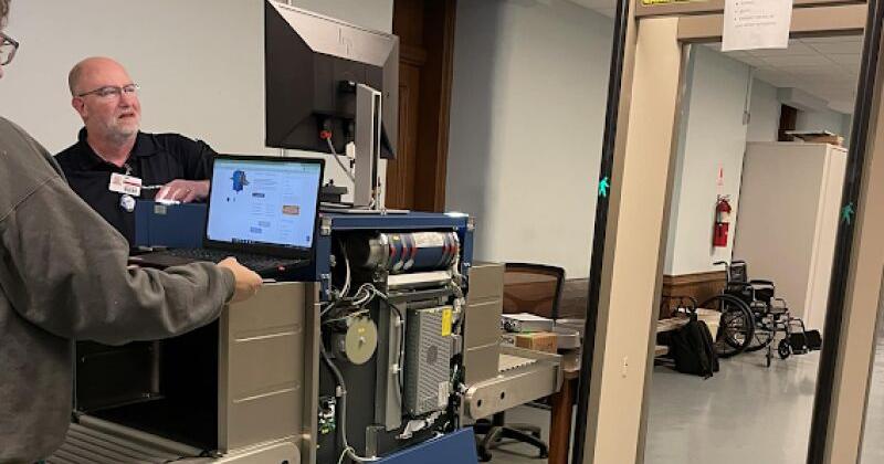 Small package scanner being installed at Gibson County Courthouse ...