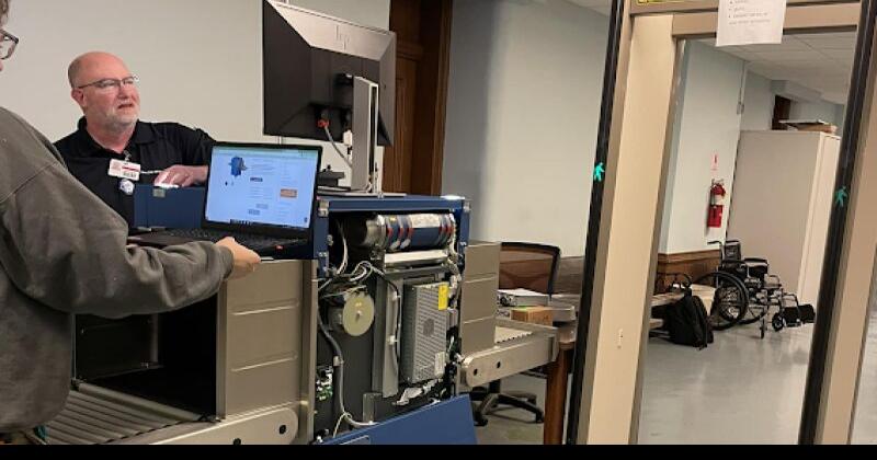 Small package scanner being installed at Gibson County Courthouse ...