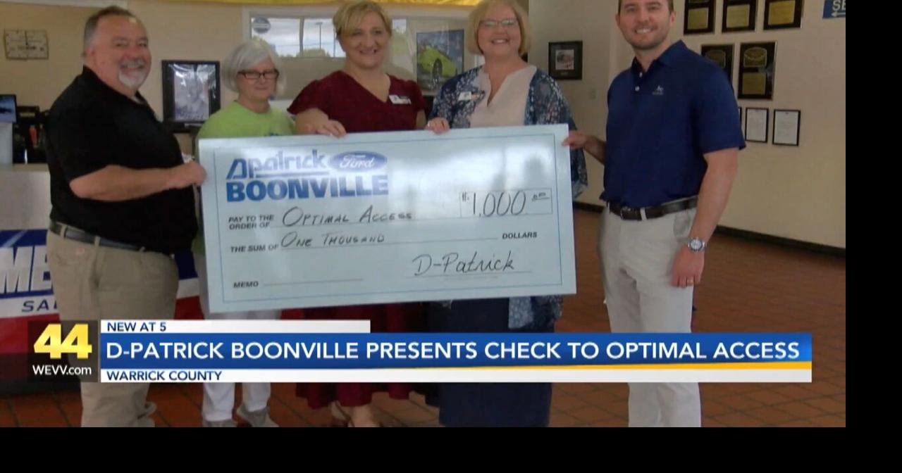 D-Patrick Boonville Ford presents $1,000 check to Optimal Access ...