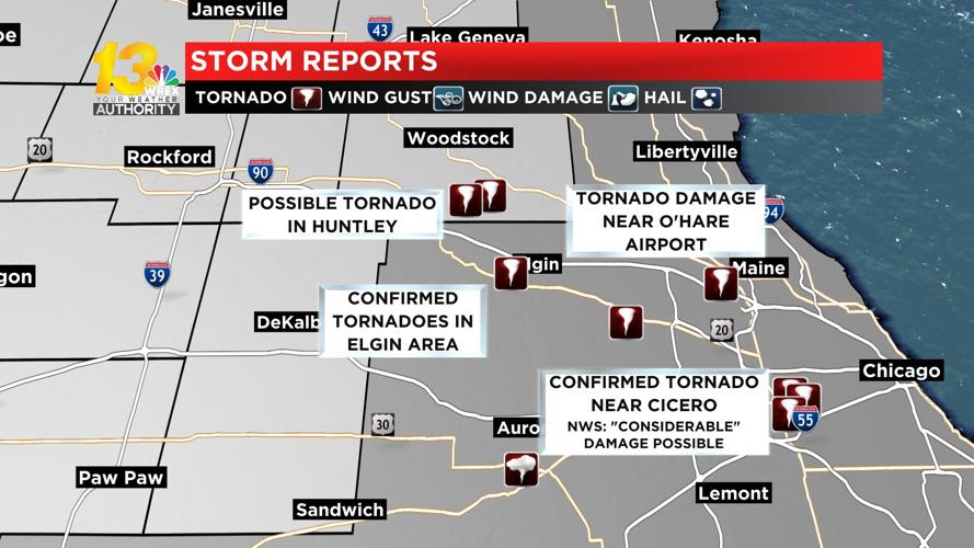 Tornadoes touch down across Chicagoland area, damage reported ...