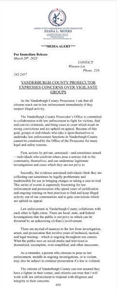 Vanderburgh County Prosecutor expresses concerns regarding vigilante groups | News | wevv.com