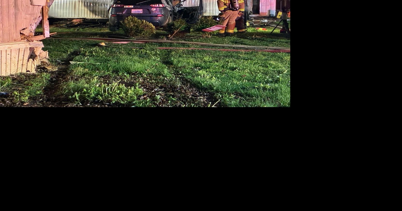 Family sleeping when car crashes into home and catches fire | News ...