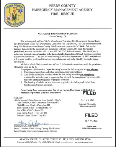 Burn ban issued in Perry County | Indiana | wevv.com