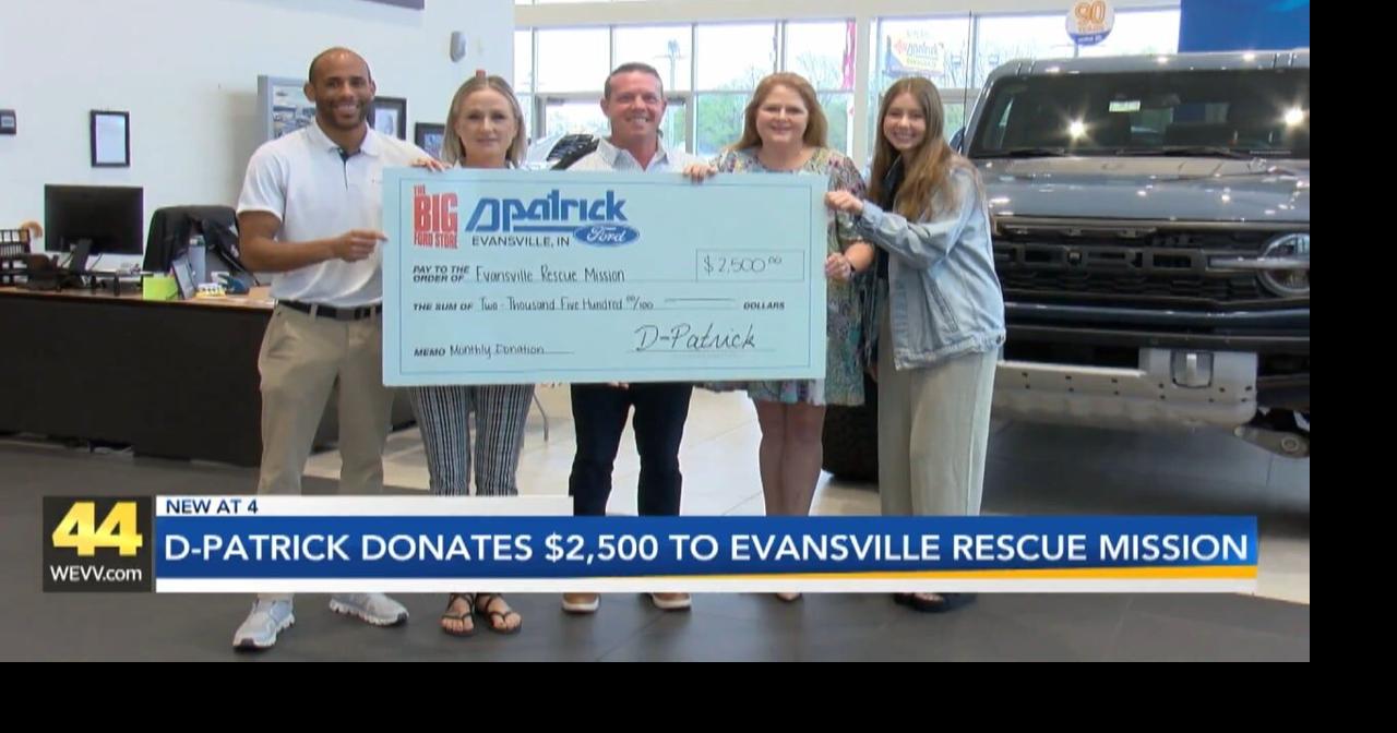 D-Patrick Ford and Lincoln donates check to Evansville Rescue Mission ...