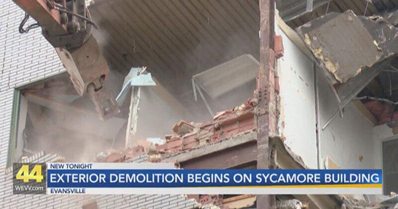 Demolition Begins on Sycamore Building in Downtown Evansville | Indiana ...