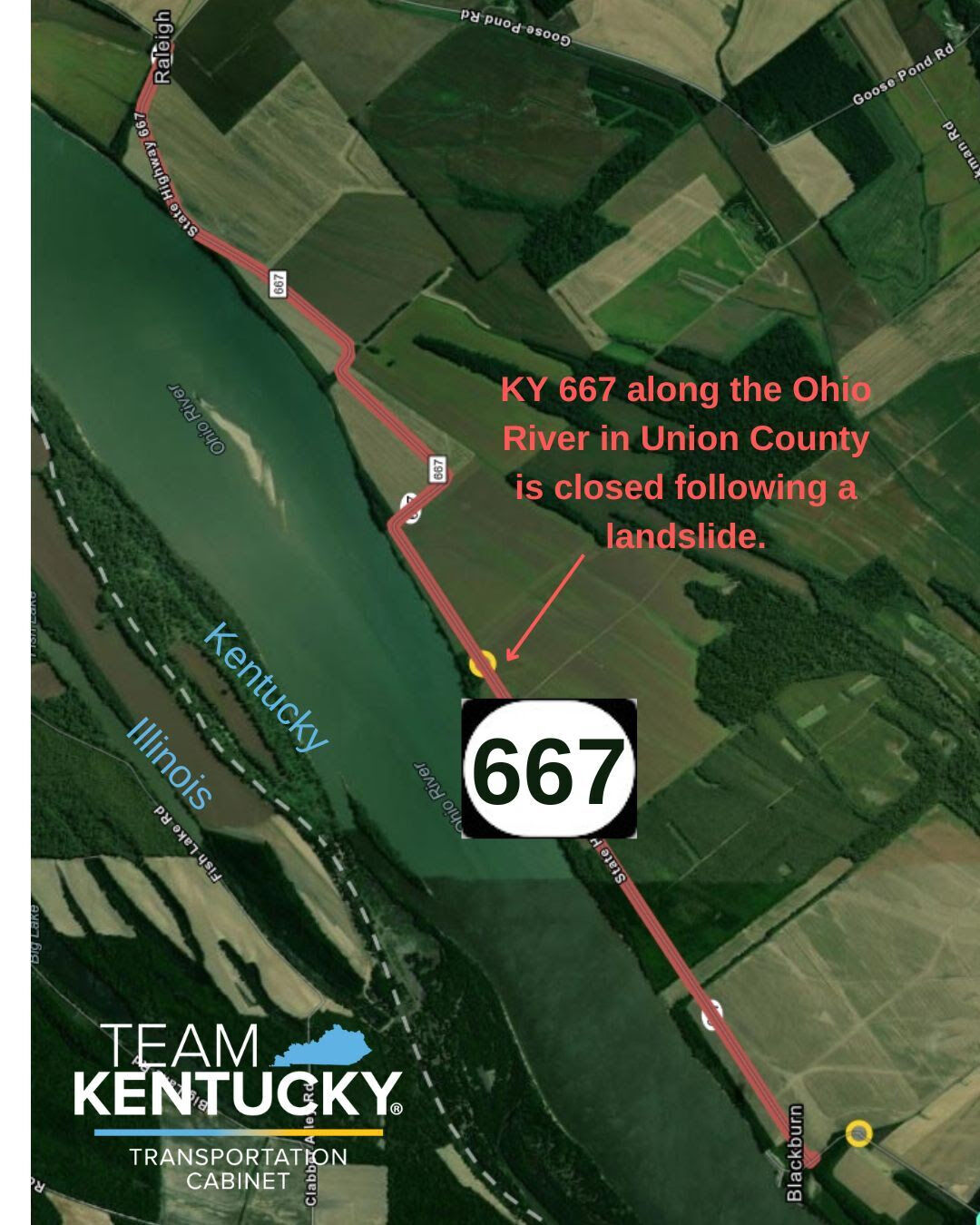 Landslide closes KY 667 in Union County after recent flooding ...