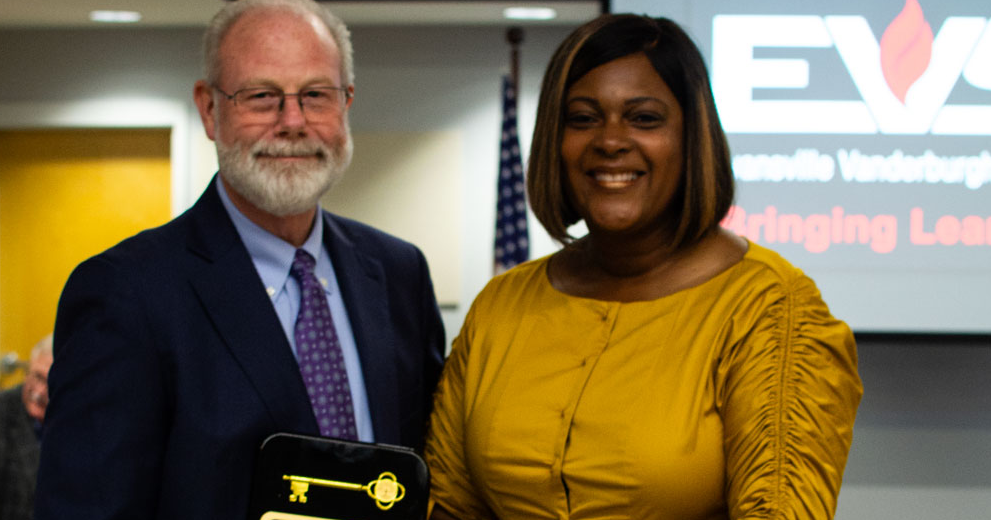 Evansville Mayor presents EVSC Superintendent Dr. David Smith with Key ...