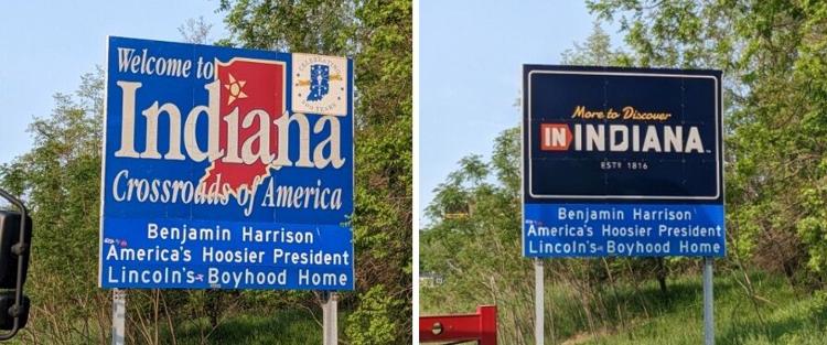 Old Indiana welcome sign next to new sign | | wevv.com