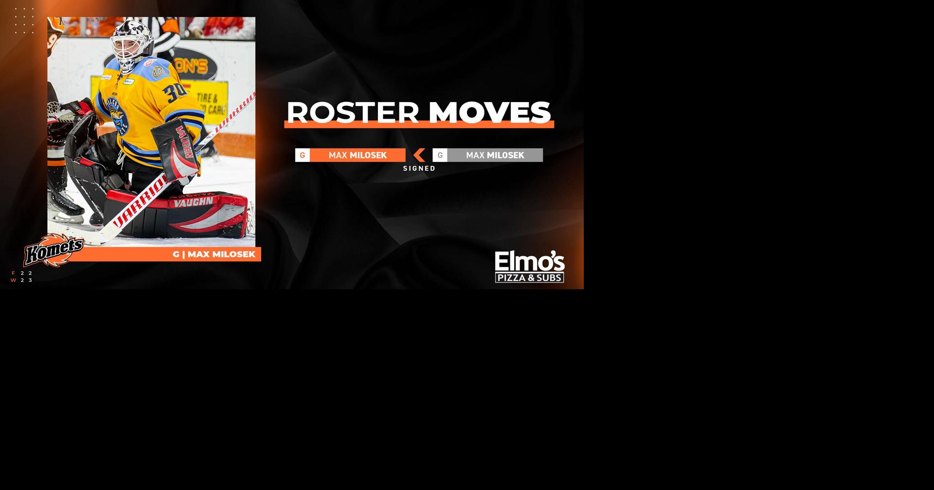 Komets get goalie help, sign Milosek | Komets | wfft.com