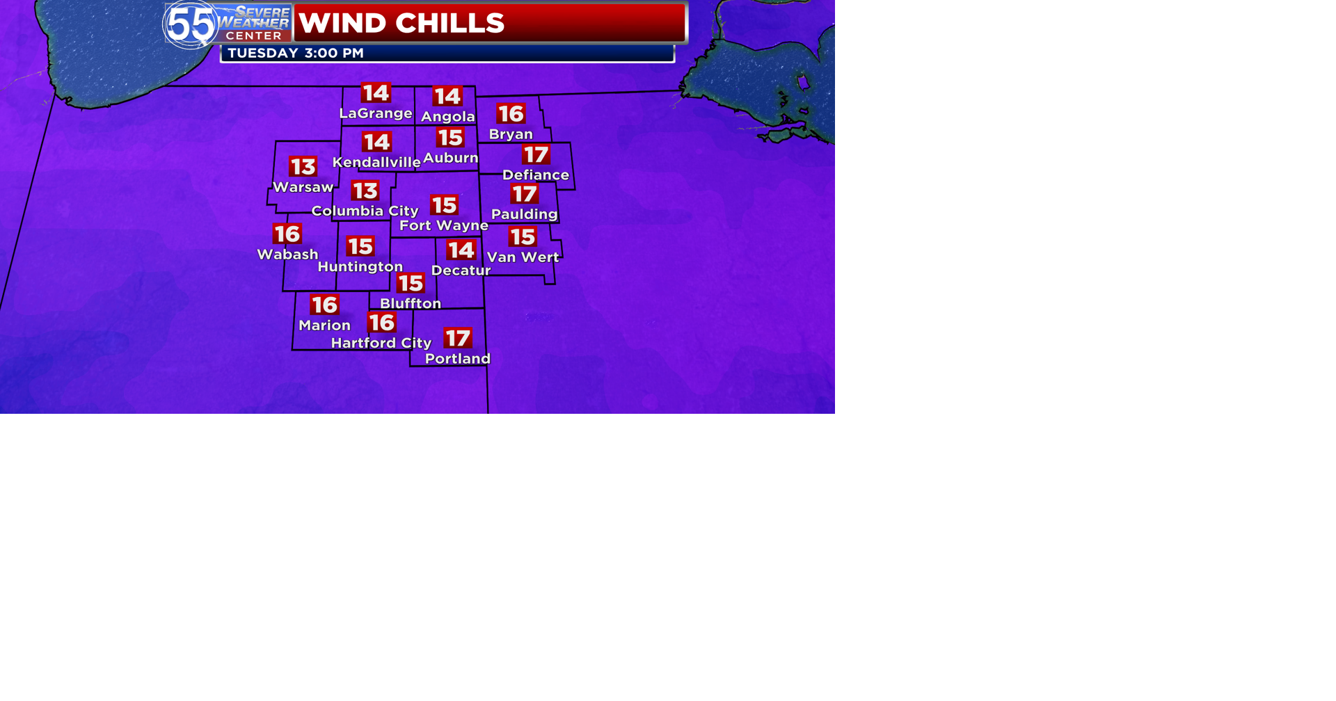 Frigid Tuesday, midweek warming trend | Top Stories | wfft.com