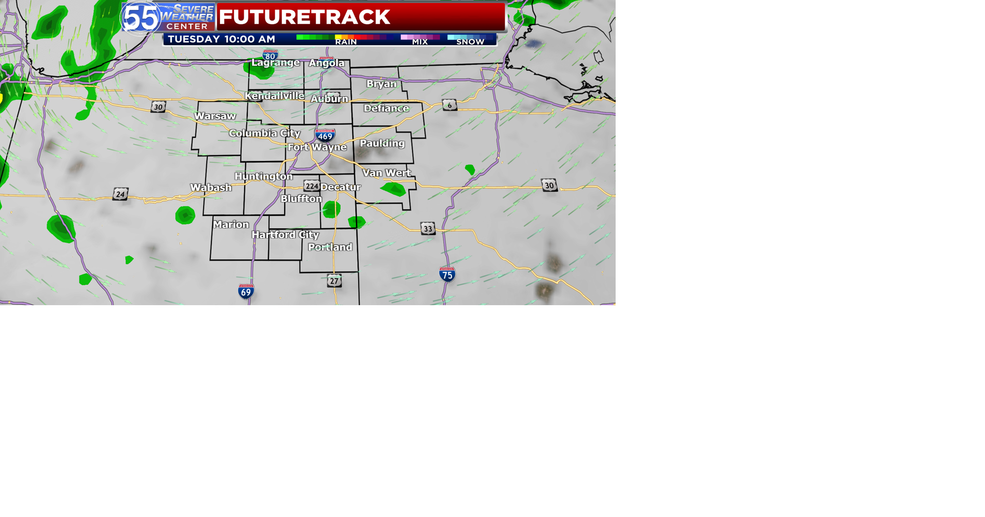 Cool Tuesday, spotty light rain showers | Top Stories | wfft.com