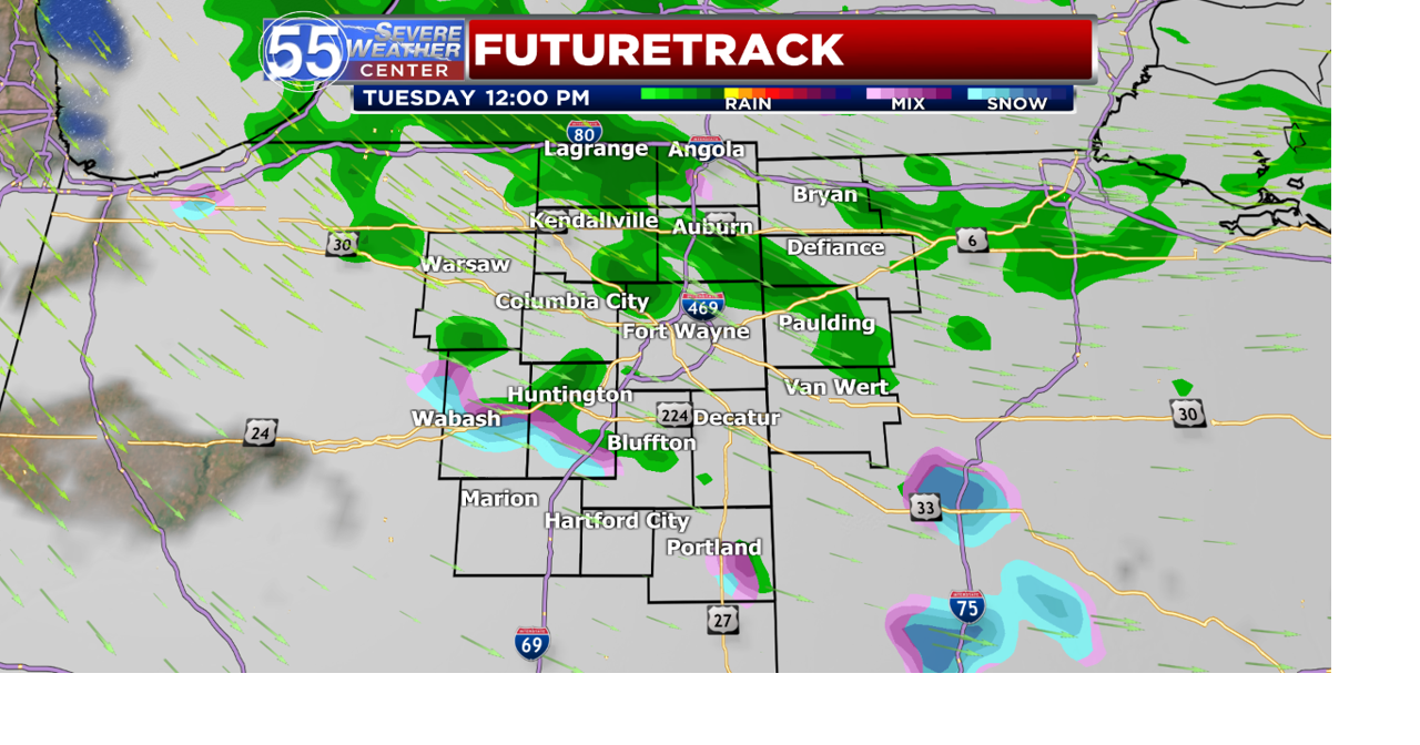 Lake effect rain and snow Tuesday, staying chilly | Top Stories | wfft.com