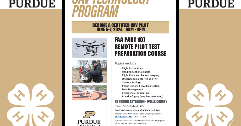 Become a Commercial Drone Pilot through Wells County Purdue Extension ...