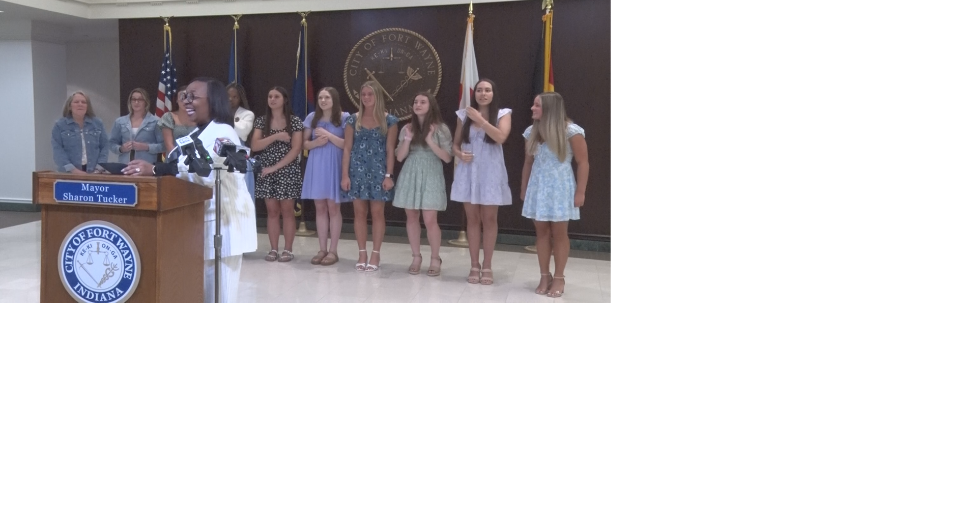 Fort Wayne Mayor declares Bishop Dwenger Girls Gymnastics Team Day in ...