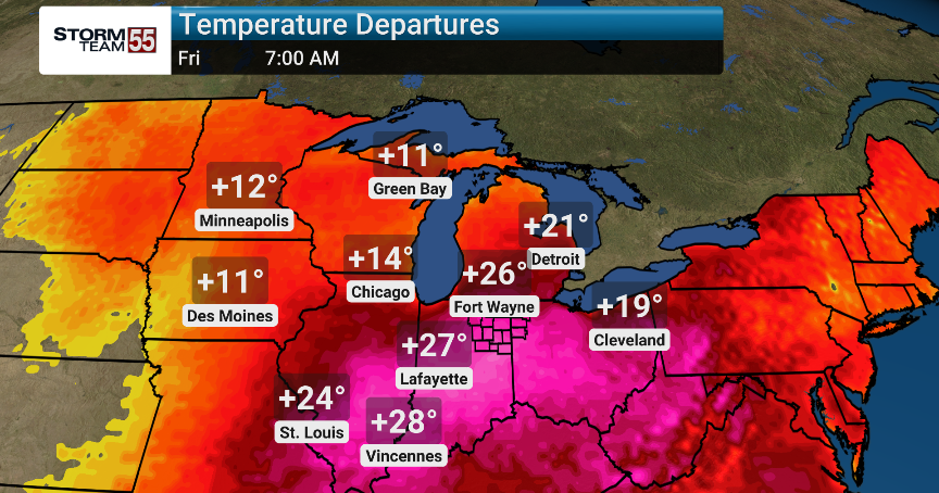 Fort Wayne to wake up to 26 degrees above normal Friday | News | wfft.com
