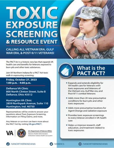 VANIHCS to host Toxic Exposure Screening at Defiance and Huntington ...
