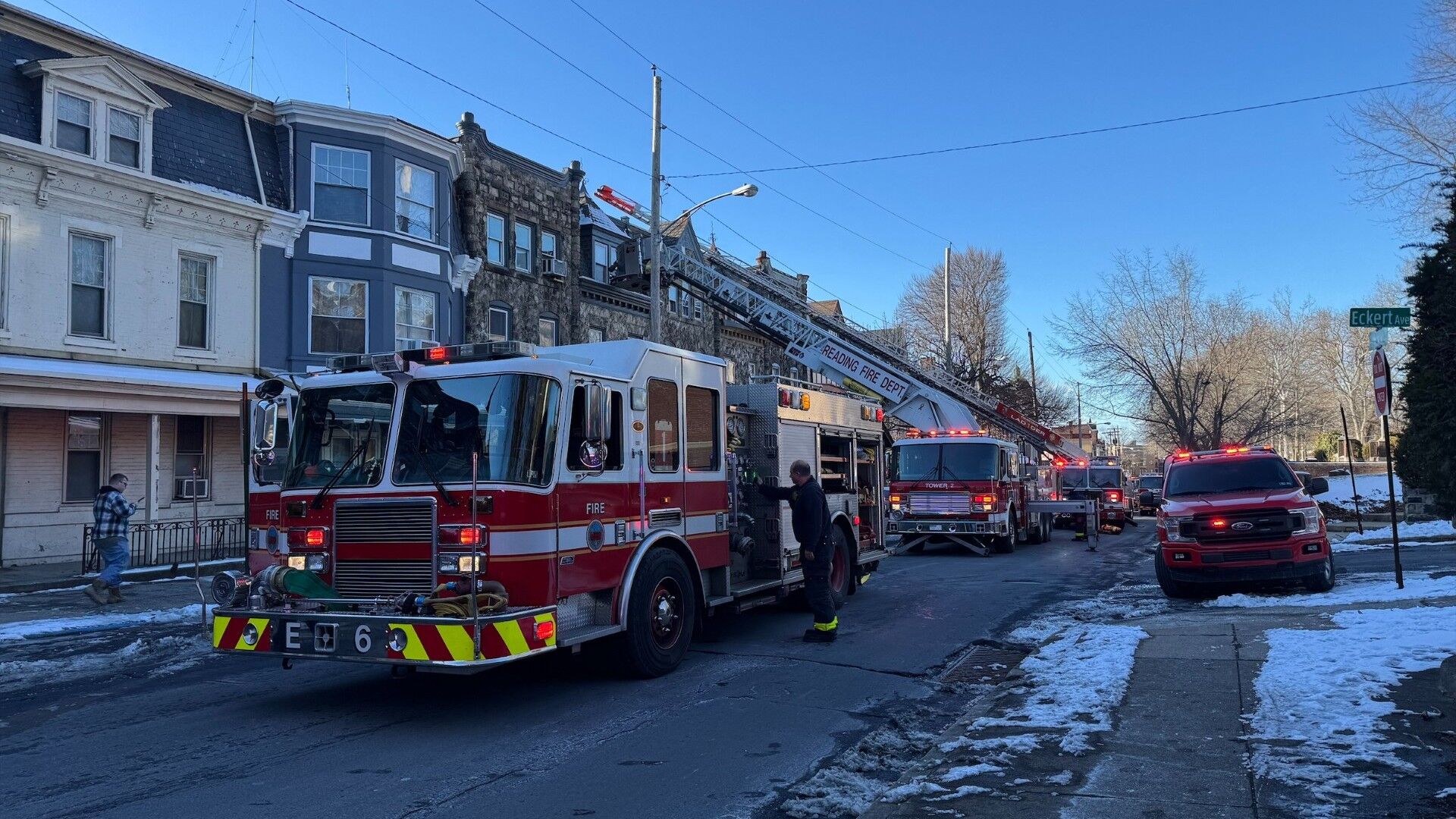 Firefighters rescue two from roof at scene of Reading house fire ...