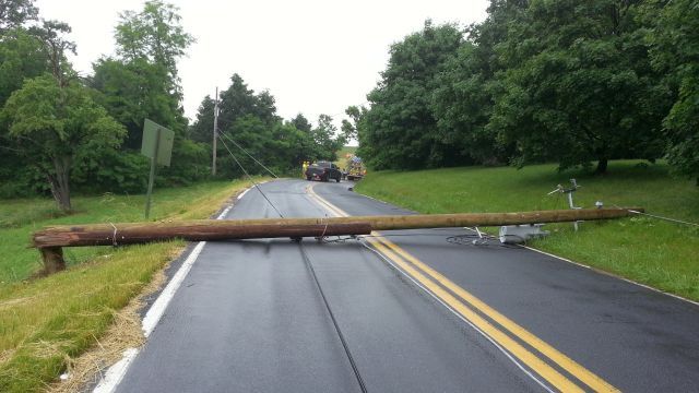 Snapped pole closes road, knocks out power near Hamburg | Berks ...