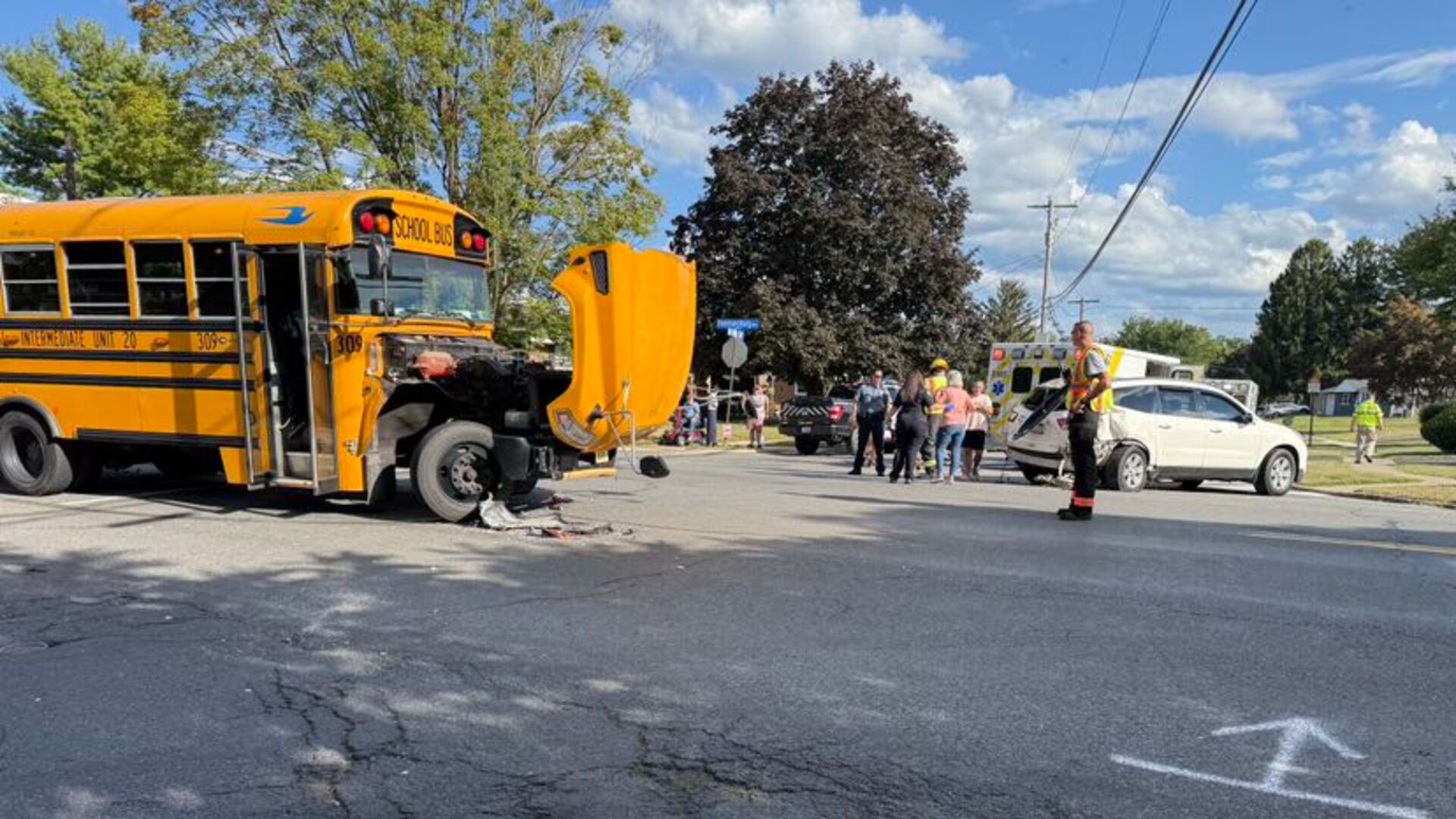 5, including 2 students, taken to hospital after Bethlehem Twp. crash involving school bus ...